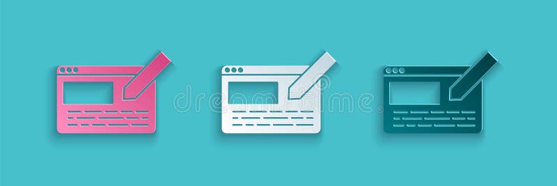 Paper Cut UI or UX Design Icon Isolated on Blue Background. Paper Art ...