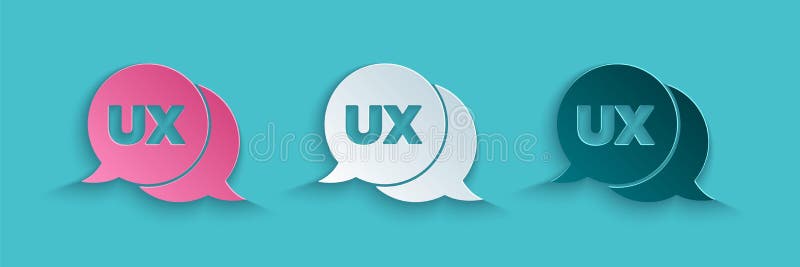 Paper Cut UI or UX Design Icon Isolated on Blue Background. Paper Art ...