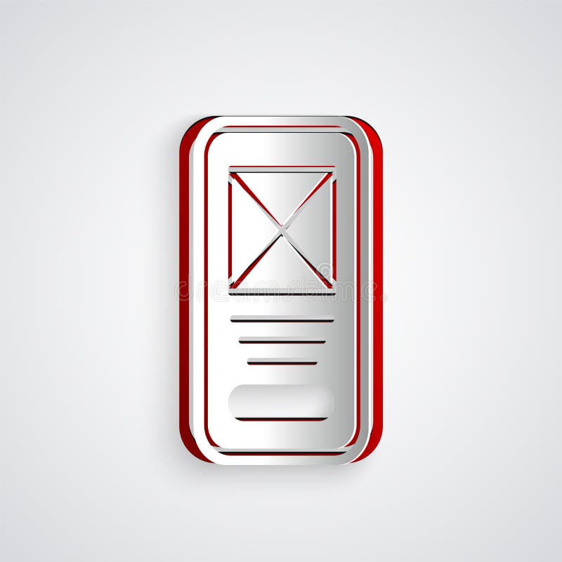 Paper Cut UI or UX Design Icon Isolated on Grey Background. Paper Art ...