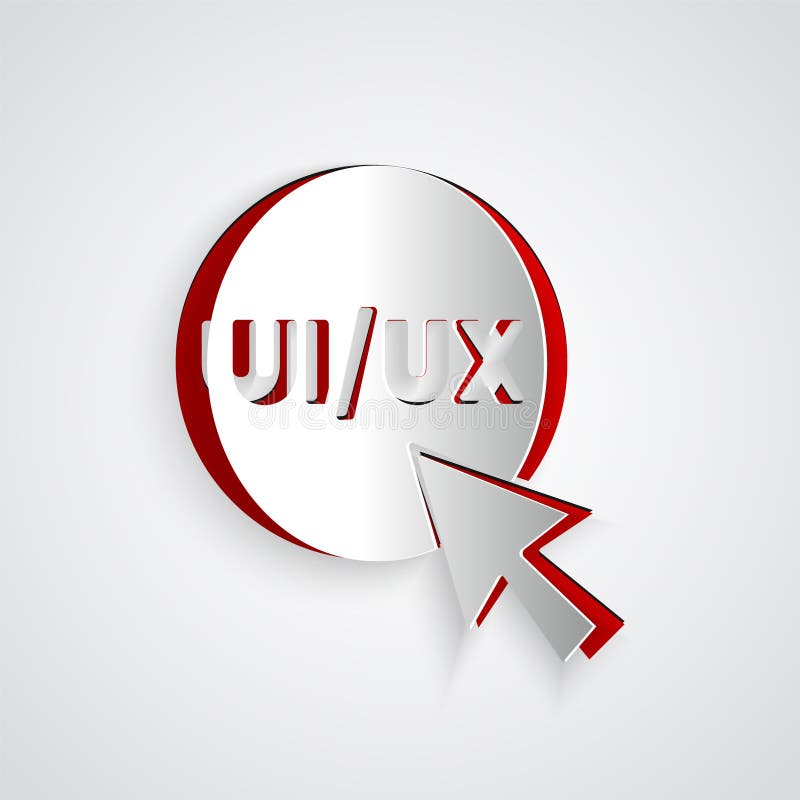 Paper Cut UI or UX Design Icon Isolated on Grey Background. Paper Art ...