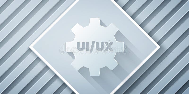 Paper Cut UI or UX Design Icon Isolated on Grey Background. Paper Art ...