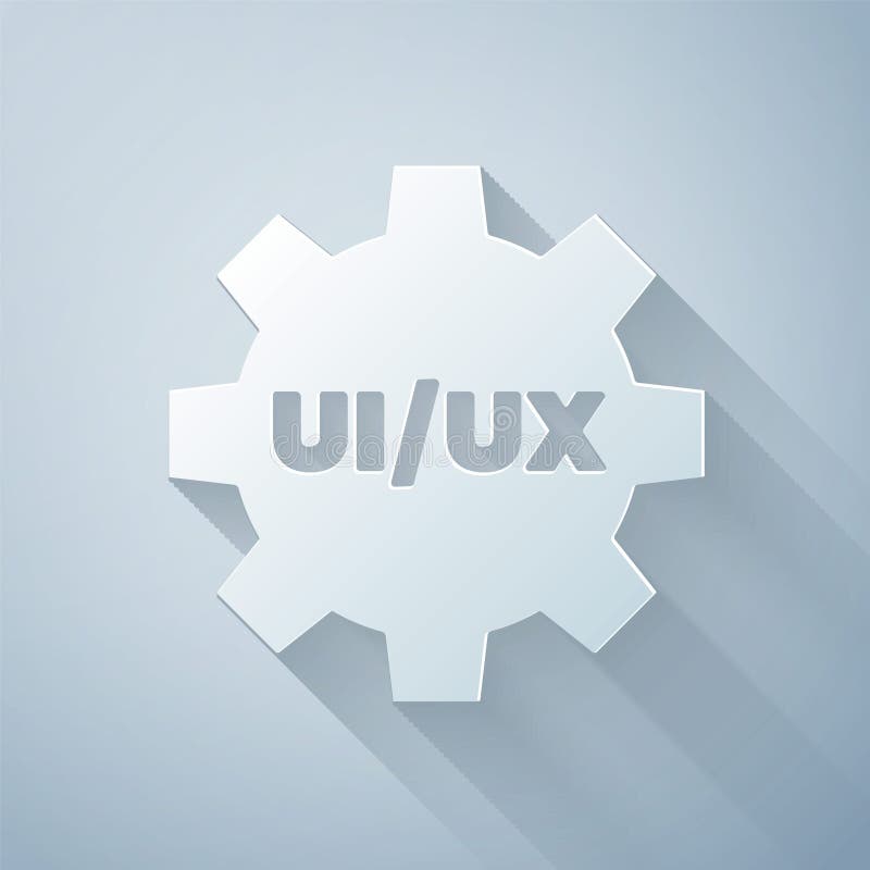 Paper Cut UI or UX Design Icon Isolated on Grey Background. Paper Art ...