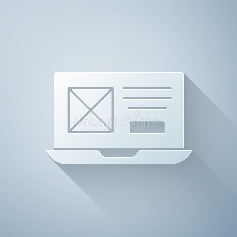 Paper Cut UI or UX Design Icon Isolated on Grey Background. Paper Art ...