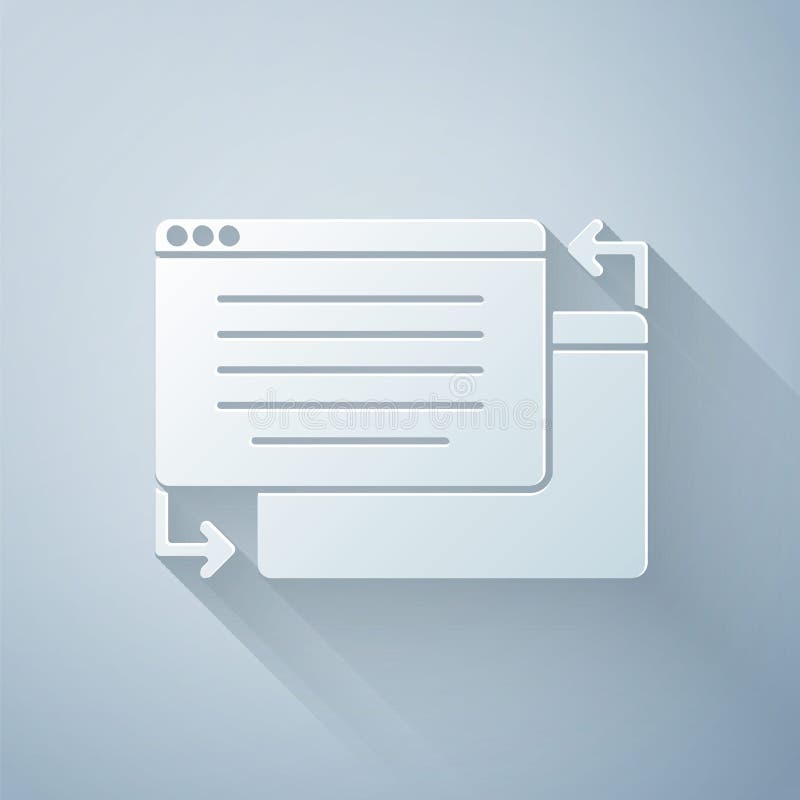 Paper Cut UI or UX Design Icon Isolated on Grey Background. Paper Art ...