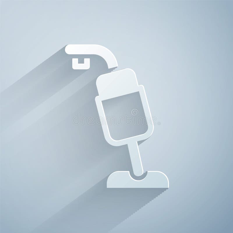 Paper Cut Vacuum Cleaner Icon Isolated on Grey Background. Paper Art ...