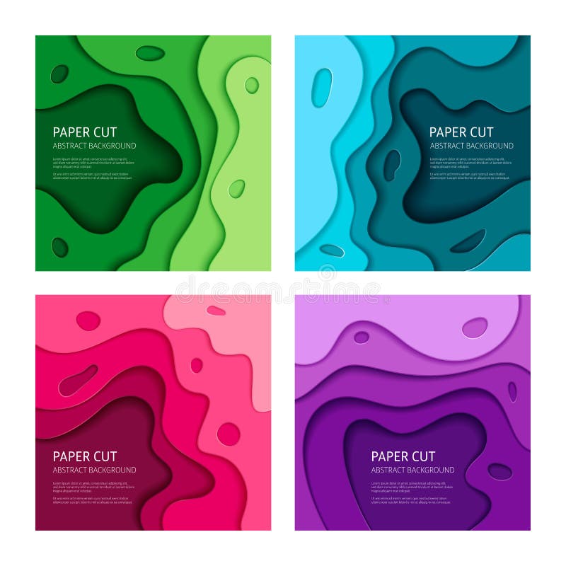 Paper Cut Vector Abstract Background Set Stock Vector - Illustration of ...