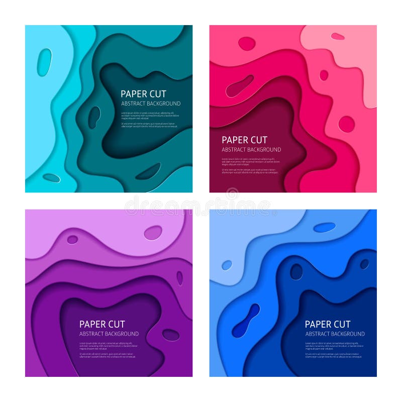 Paper Cut Vector Abstract Background Set Stock Vector - Illustration of ...