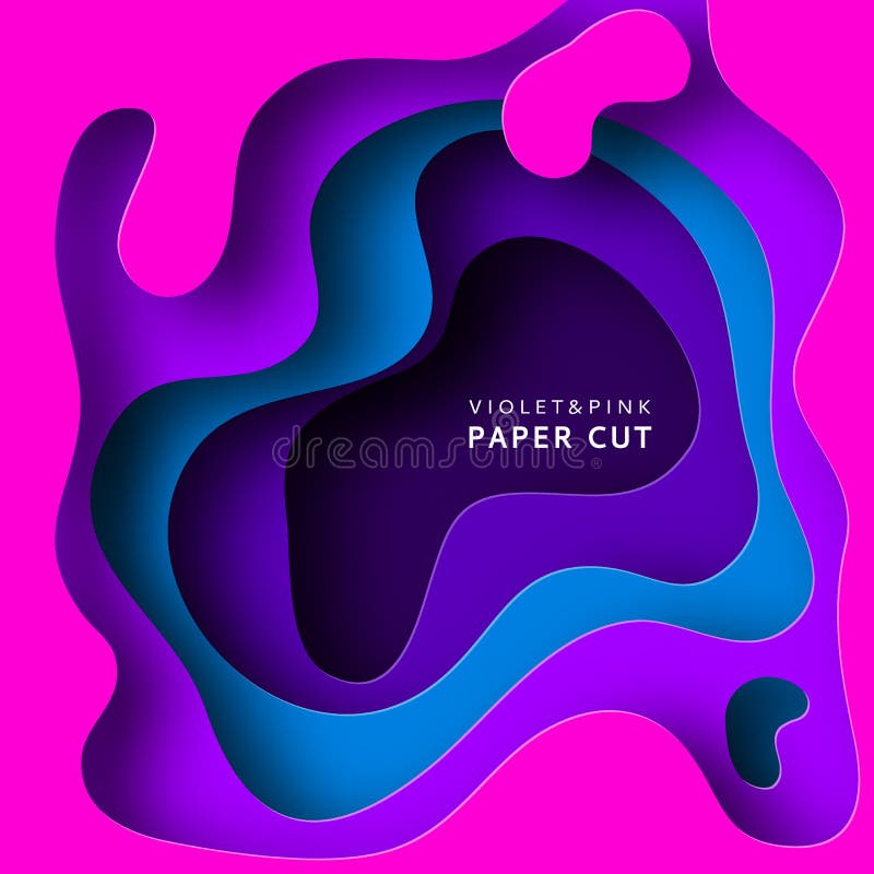 Paper Cut Vector Background. Paper Art is Violet and Blue Colors ...