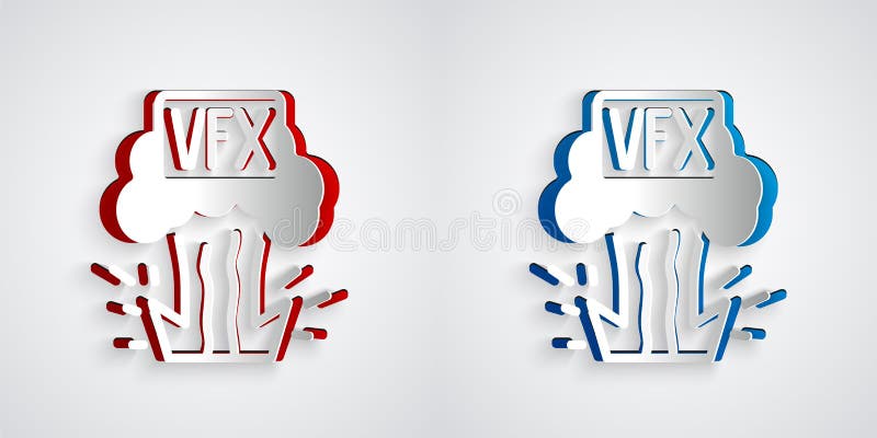 Paper Cut VFX Icon Isolated on Grey Background. Paper Art Style Stock ...