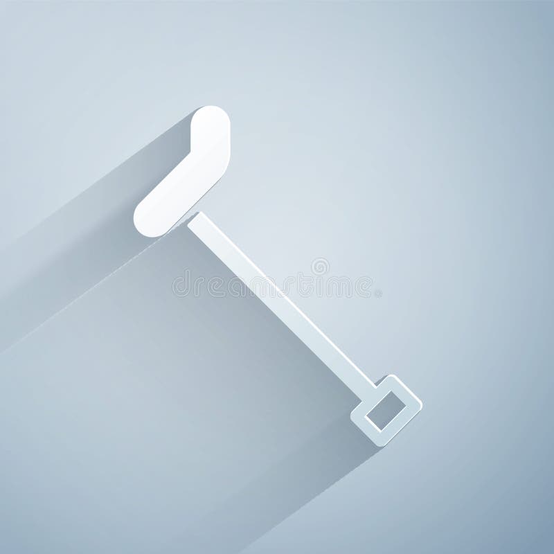 Paper Cut Walking Stick Cane Icon Isolated on Grey Background. Paper ...