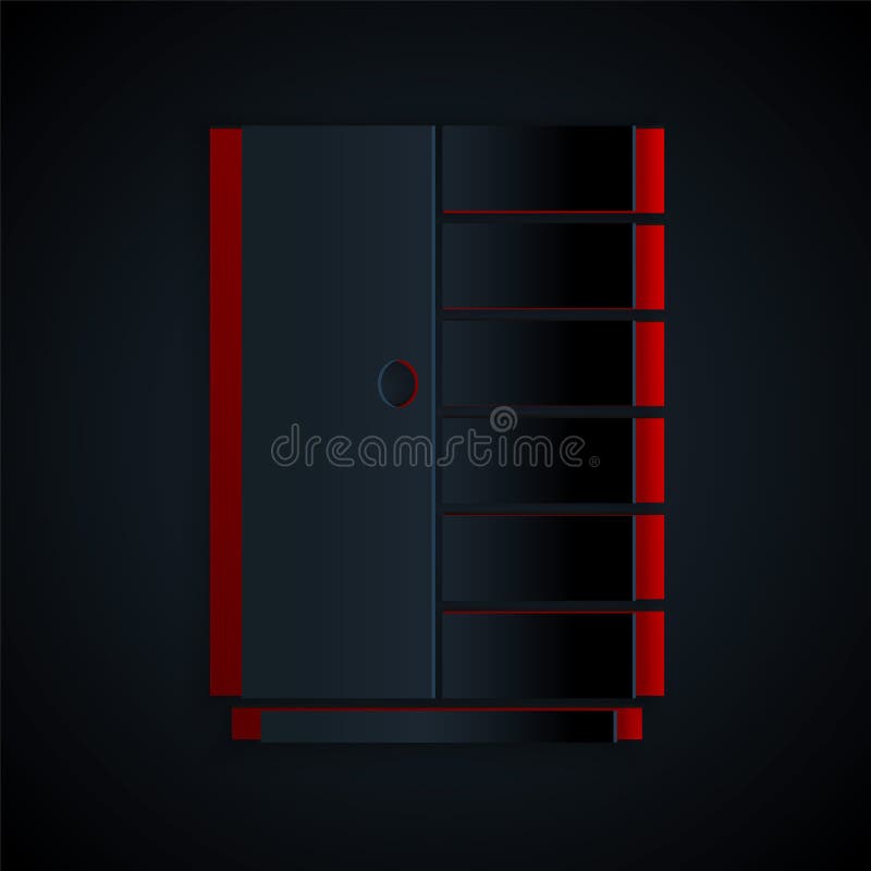 Paper Cut Wardrobe Icon Isolated on Black Background. Paper Art Style ...