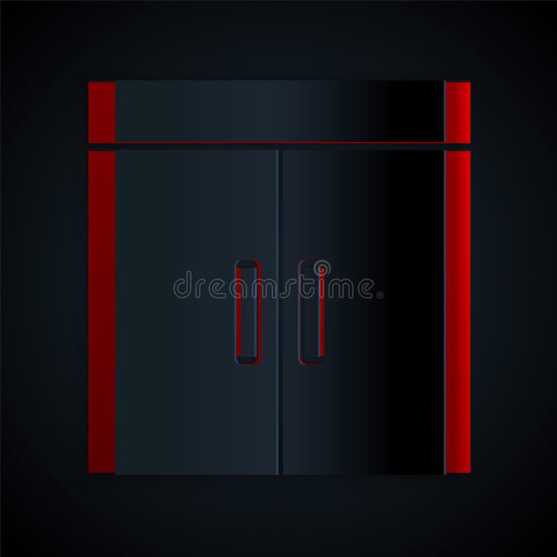Paper Cut Wardrobe Icon Isolated on Black Background. Paper Art Style ...