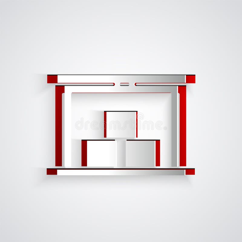 Paper Cut Warehouse Icon Isolated on Grey Background. Paper Art Style ...