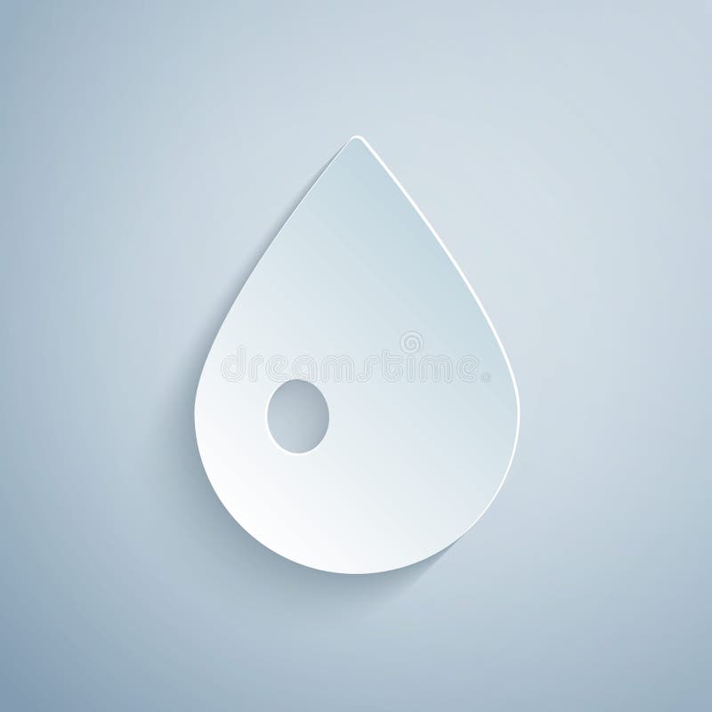 Paper Cut Water Drop Icon Isolated on Grey Background. Paper Art Style ...