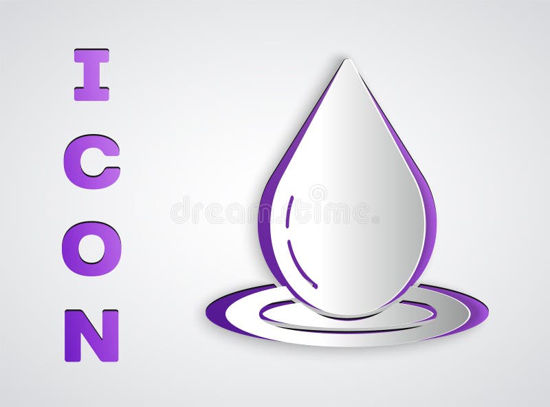 Paper Cut Water Drop Icon Isolated on Grey Background. Paper Art Style ...