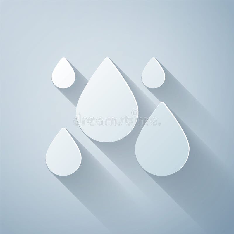Paper Cut Water Drop Icon Isolated on Grey Background. Paper Art Style ...