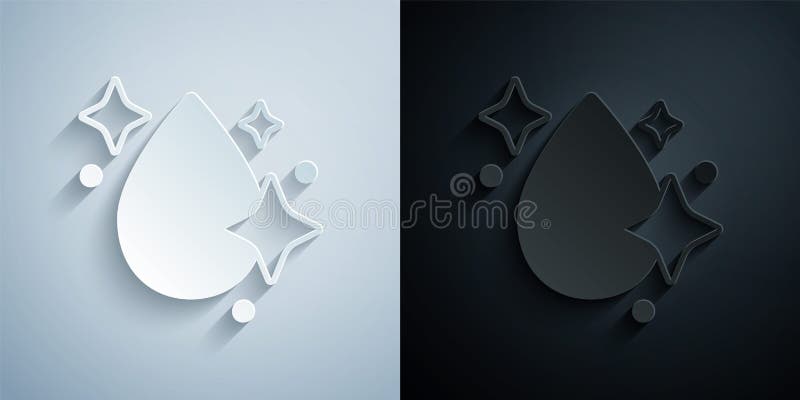 Paper Cut Water Drop Icon Isolated on Grey and Black Background. Paper ...
