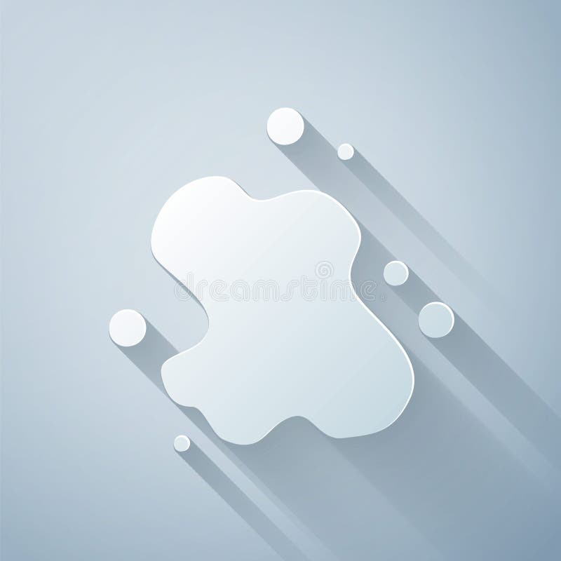 Paper Cut Water Spill Icon Isolated on Grey Background. Paper Art Style ...