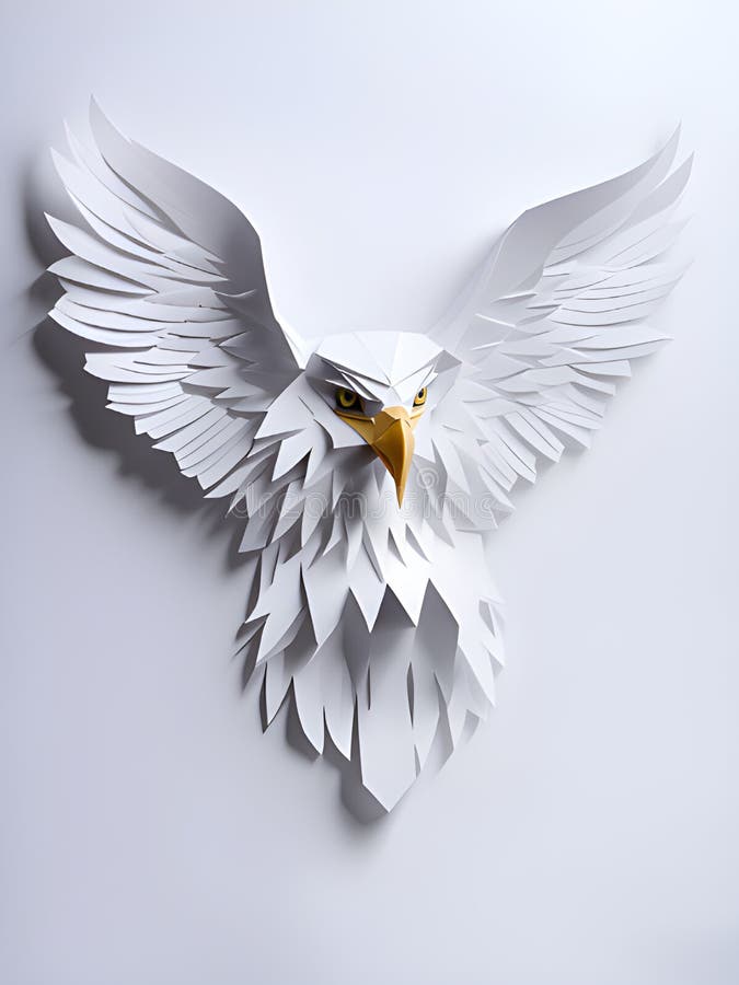 Paper Cut White Eagle, Illustration, Ai Generated Stock Illustration ...