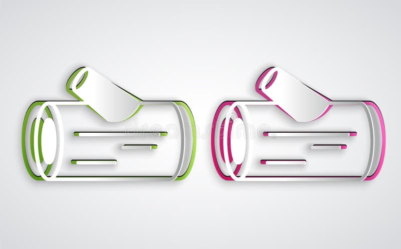 Paper Cut Wooden Log Icon Isolated on Grey Background. Stack of ...