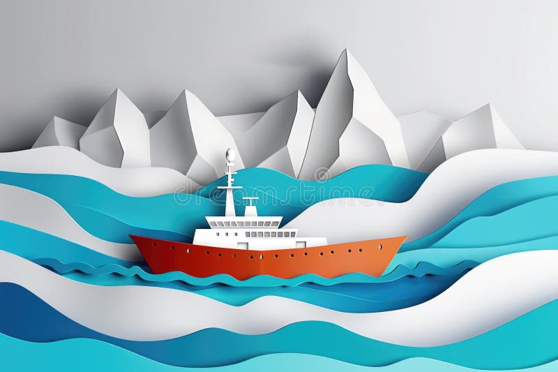 Paper Cutout of a Boat Floating in the Ocean, Suitable for Various ...