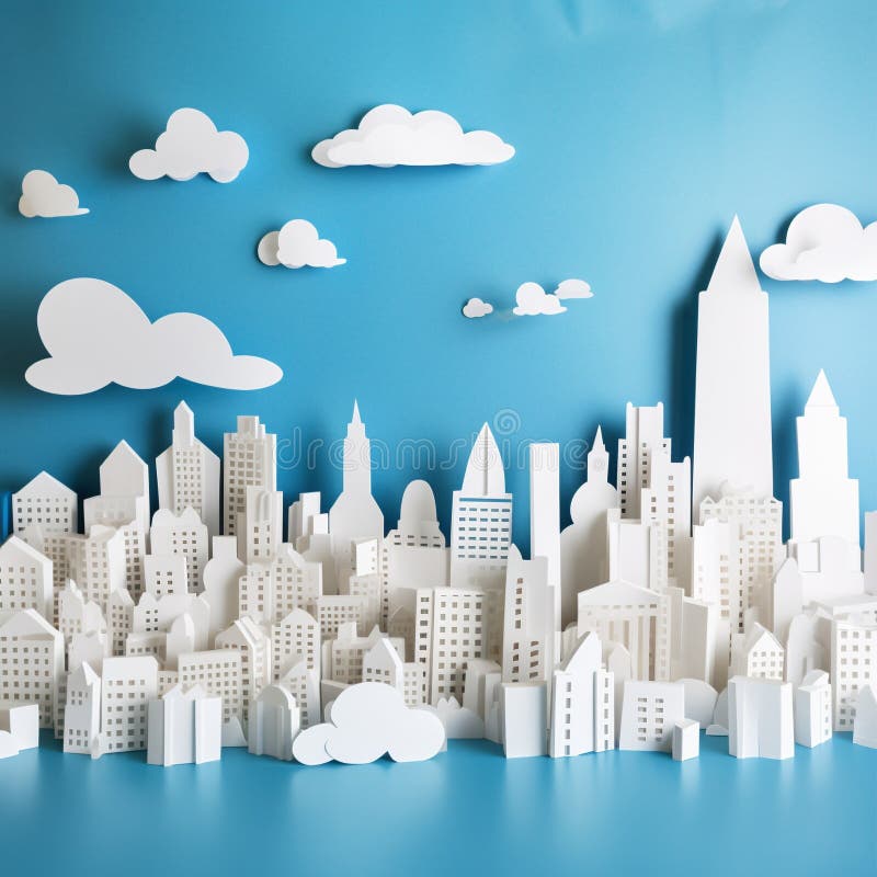 Paper Cutout of City Skyline Surrounded by Environmental Cutouts ...