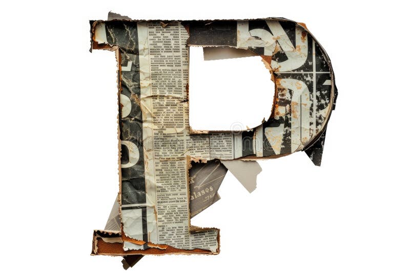 A Paper Cutout of the Letter P Made from a Newspaper, Isolated on a ...