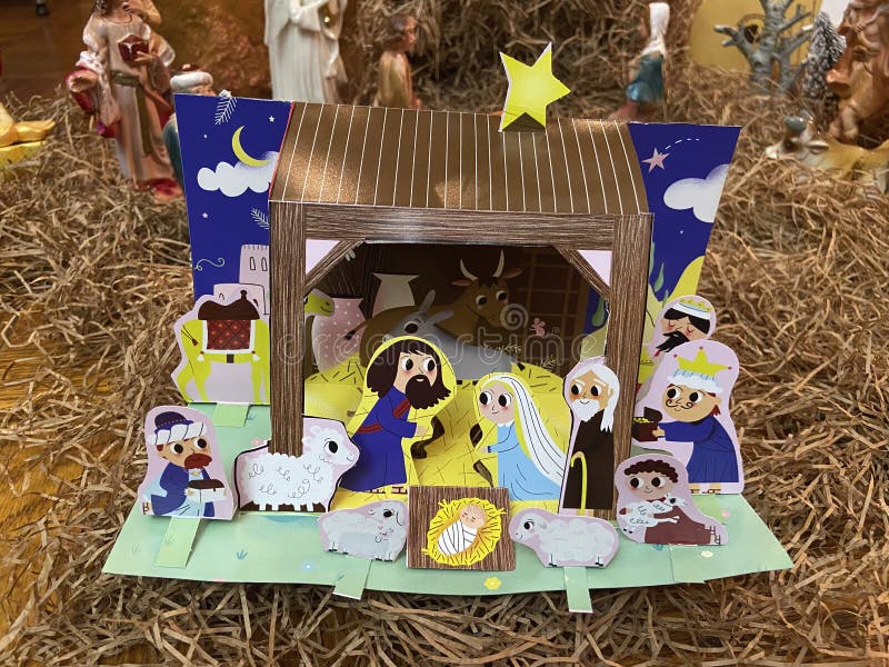 Paper Cutout Nativity for Christmas Stock Photo - Image of together ...