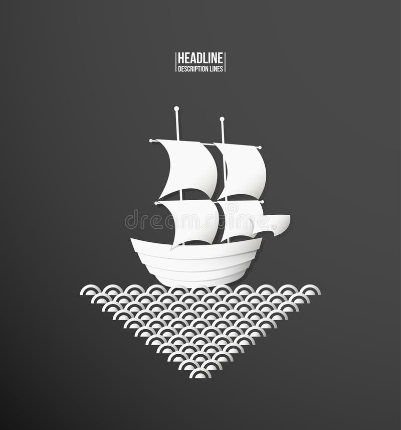 Paper cutout. Ship stock vector. Illustration of white - 56058167