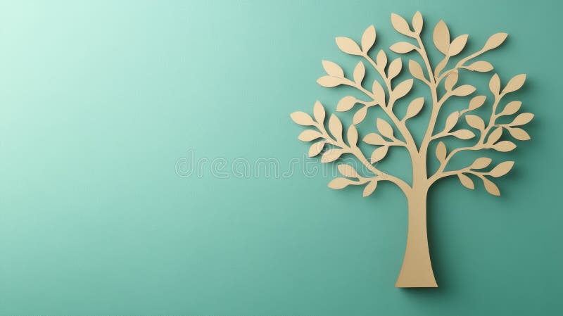 Paper Cutout Tree on a Green Background. Stock Photo - Image of design ...