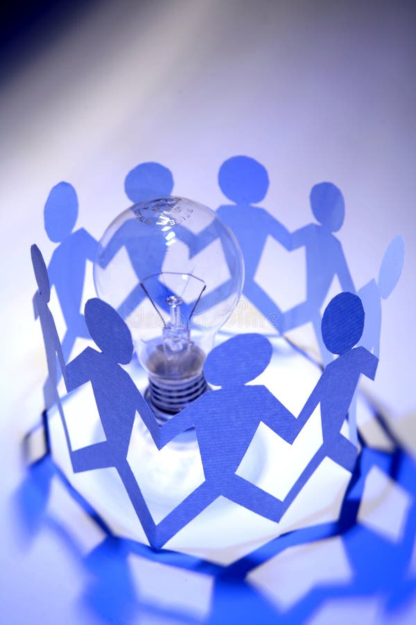 Paper cutouts with bulb stock photo. Image of joined, creativity - 2463782