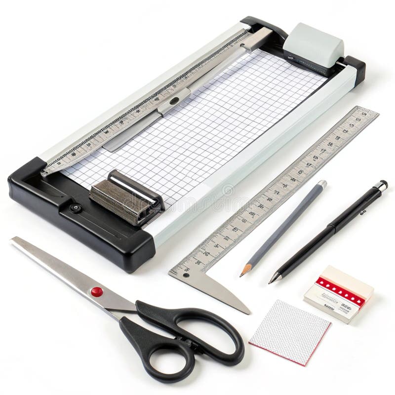 Paper Cutter Work Tools Isolated on White Background Stock Illustration ...
