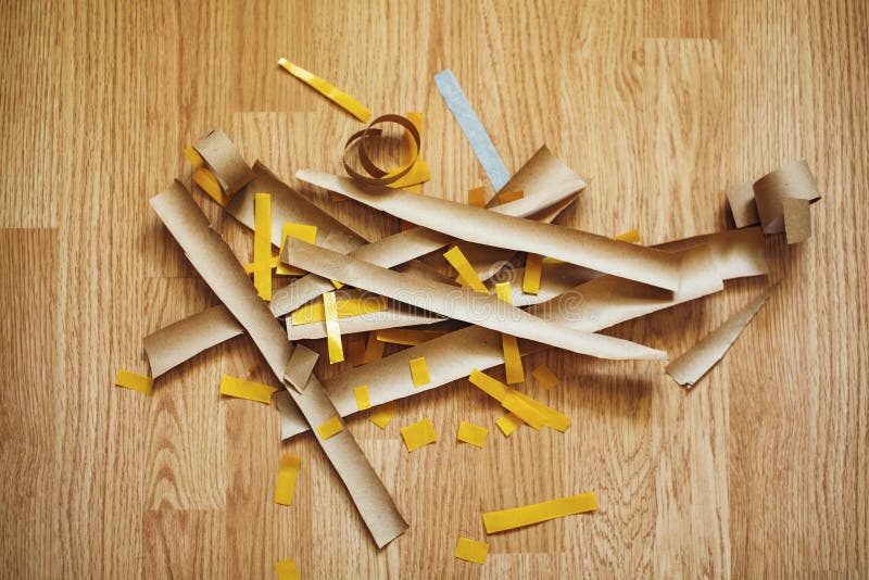 Paper Cutting on the Floor, Top View, Selective Focus Stock Photo ...