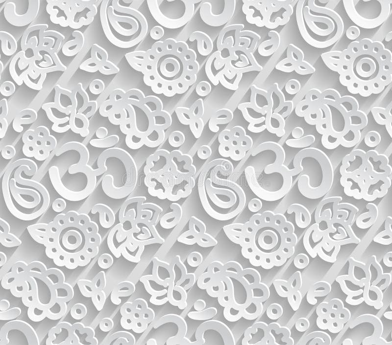 Paper 3D OM Seamless Pattern Stock Vector - Illustration of eastern ...