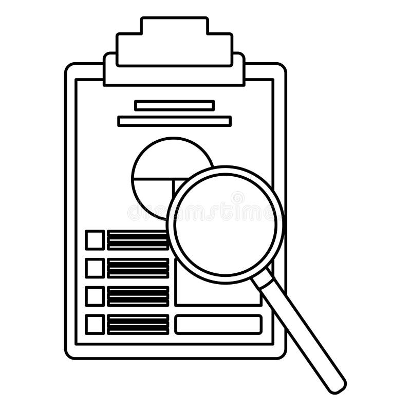 Paper with Data Chart on Table in Black and White Stock Vector ...
