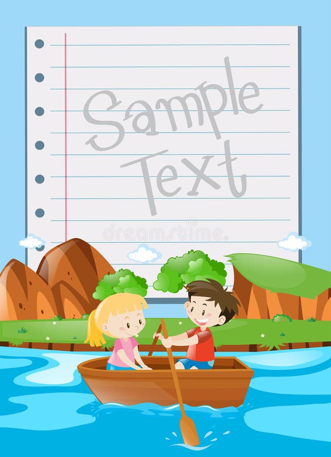 Paper Design with Kids Rowing Boat Background Stock Vector ...