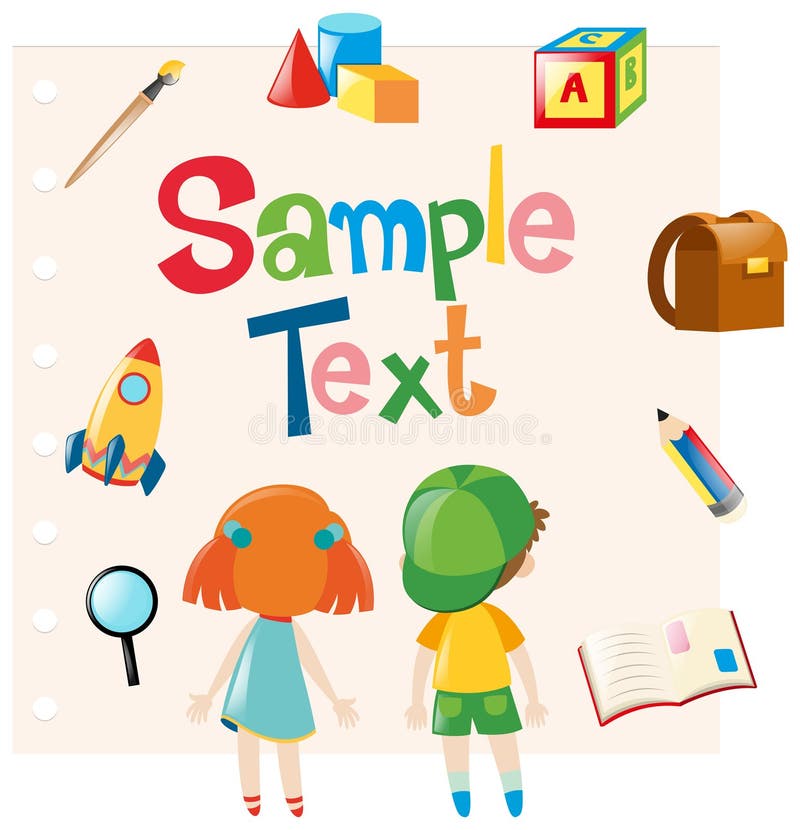 Paper Design with School Material and Kids Stock Vector - Illustration ...