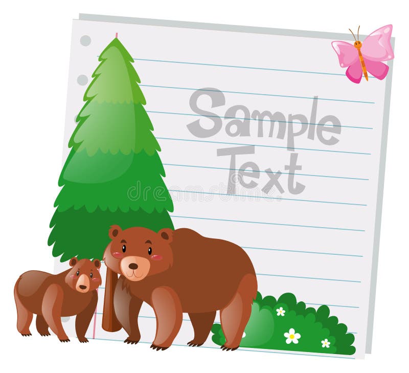 A bear on note template stock vector. Illustration of clip - 150948639