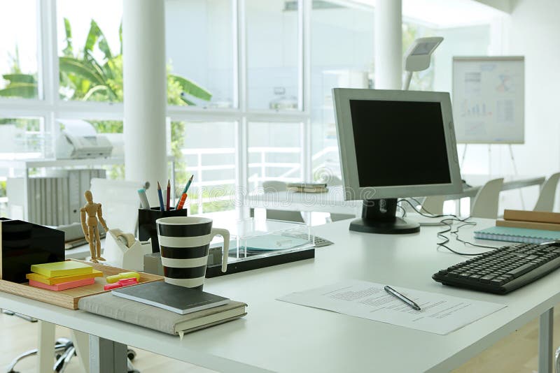 Paper on the desk stock photo. Image of computer, contemporary - 100998346