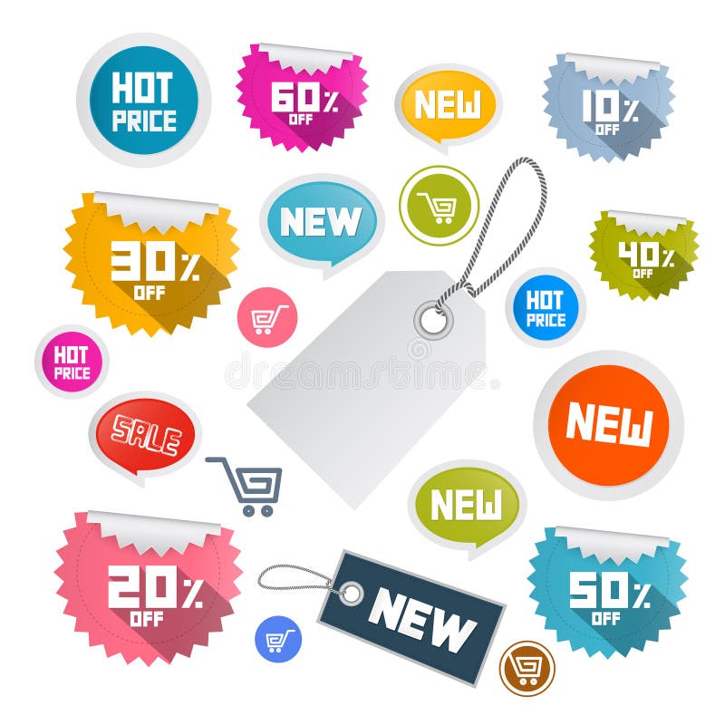 Paper Discount Labels, Tags Stock Vector - Illustration of element ...
