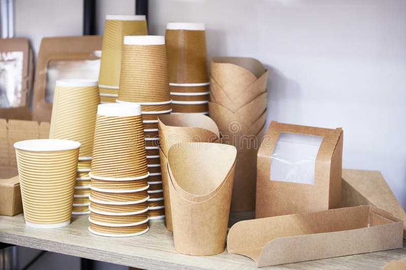 Paper Disposable Cups for Tea and Coffee, Food Box Stock Image - Image ...
