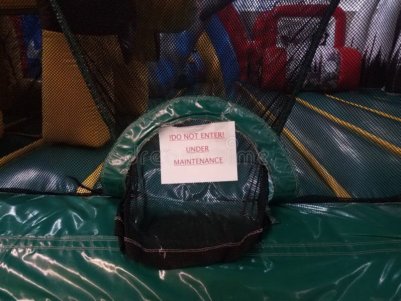 Paper Do Not Enter Under Maintenance Sign on Bounce House Stock Photo ...