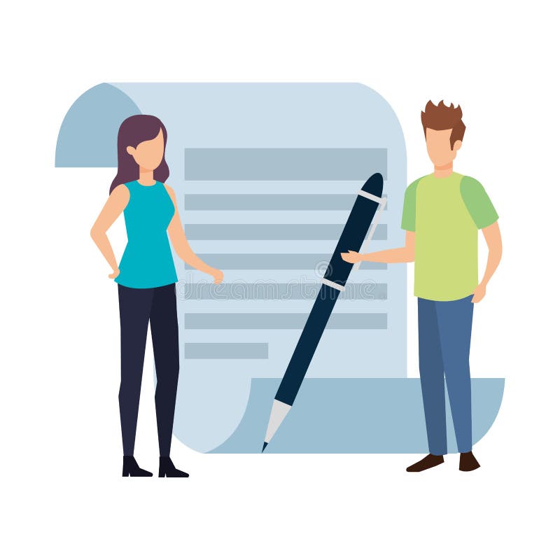 Paper Document with Business Person and Pen Stock Vector - Illustration ...