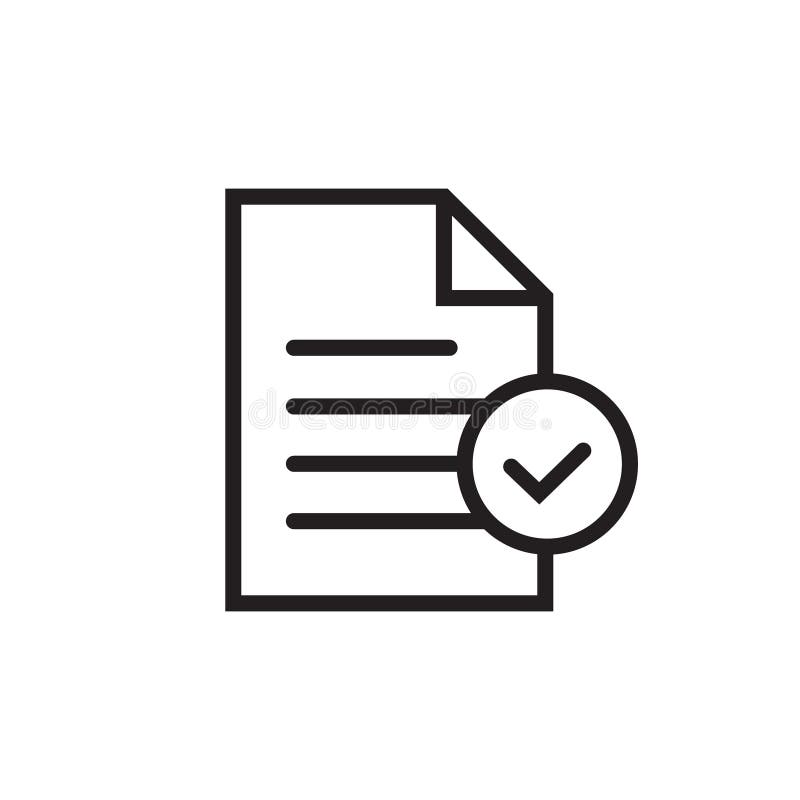 Paper Document with Check Mark Icon Stock Illustration - Illustration ...