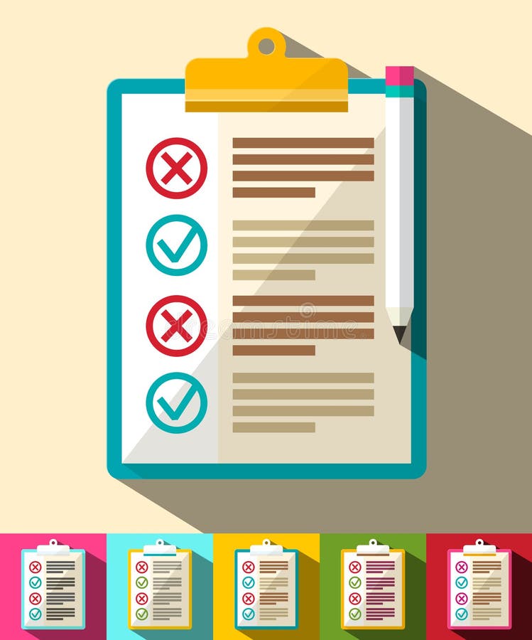 Paper Document with Checkmarks, Pencil and Text Stock Vector ...