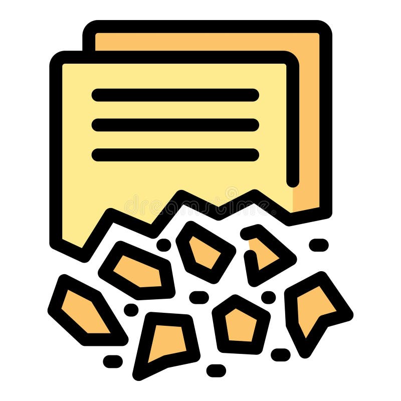 Paper Document Crumbling into Small Pieces Icon Stock Illustration ...