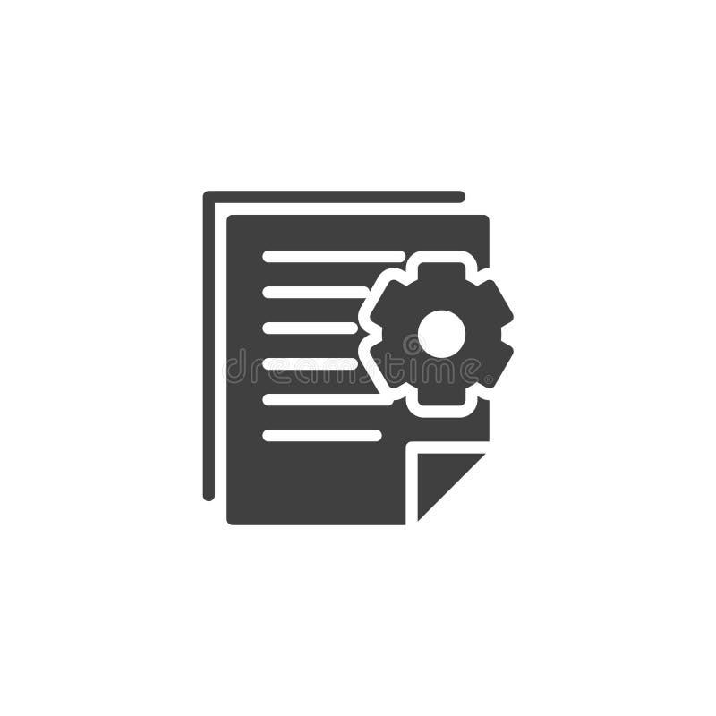 A Paper Document with a Gear Vector Icon Stock Vector - Illustration of pixel, simple: 356860989