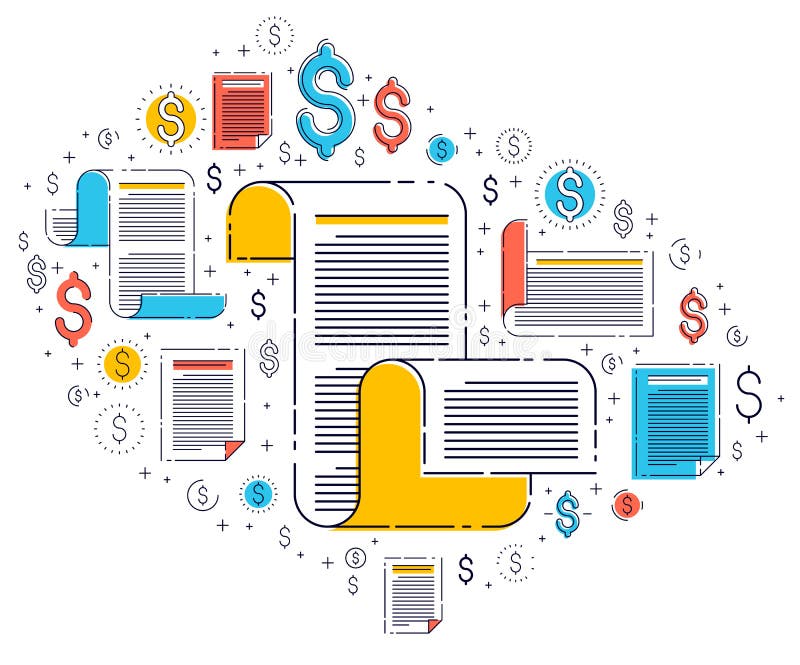 Paper Document with Icon Set, Electronic Documentation Concept, Data ...