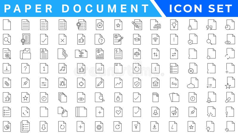 Paper Document Icon Set. Folded Written Paper Document Page Icon Vector ...