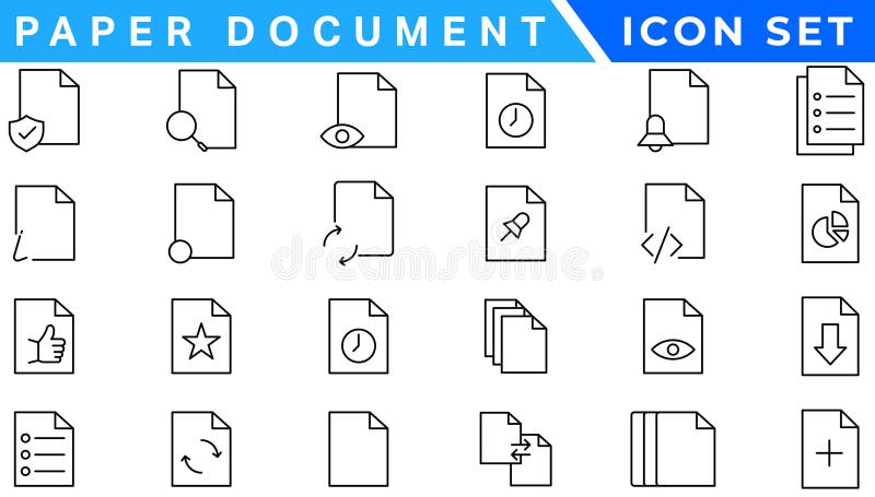 Paper Document Icon Set. Folded Written Paper Document Page Icon Vector ...